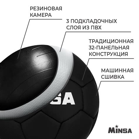 Мяч футбольный MINSA, ПВХ, машинная сшивка, 32 панели, р. 2 (4481931 ...