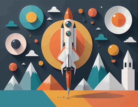 Rocket Flying In Space Rocket Flying In Space Vector Illustration Space