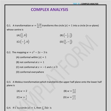 Complex Analysis Mcq Mathematics Notes Teachmint