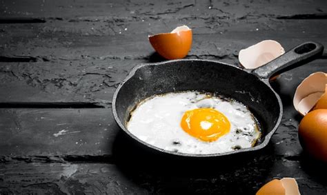 Fried Egg In A Frying Pan Premium Photo