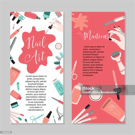 매니큐어 개념 뷰티 스튜디오 와 살롱 사이트 헤더 배너 명함 브로셔 및 전단지 벡터 만화 일러스트레이션 네일 살롱에 대한 스톡 벡터 아트 및 기타 이미지 Istock