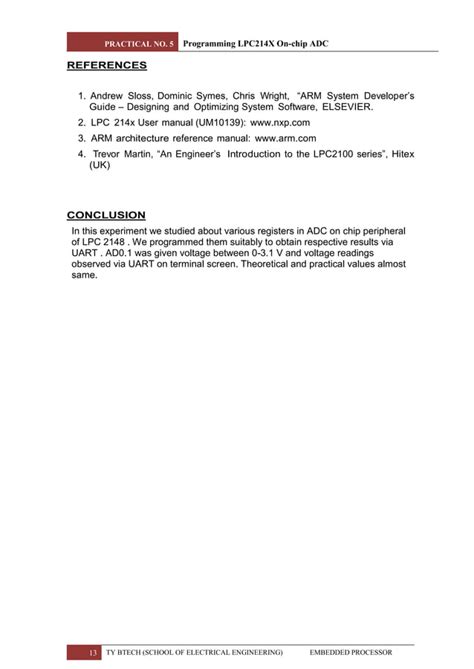 Analog To Digital Conversion Adc Programming In Lpc2148 Pdf Computer Peripherals Computing