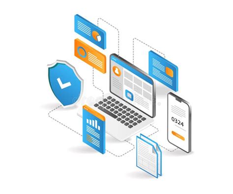 Flat Isometric 3d Illustration Maximize Web Application Security Stock Illustration