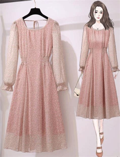 이클원피스 프릴 레이스 긴 소매 롱 원피스 Ops