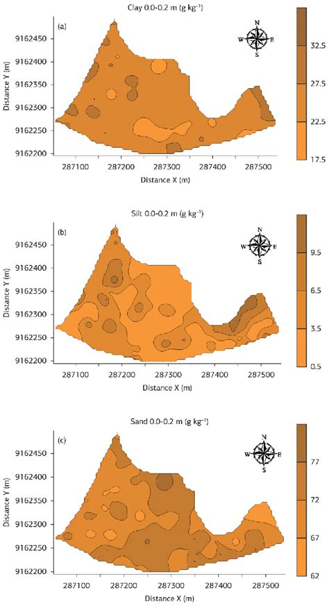 thematic maps of spatial variability for a yield t ha 1 b ec a v