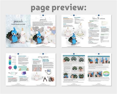 Peacock Plush Animal Sewing Pattern Pdf Tutorial Peahen Etsy