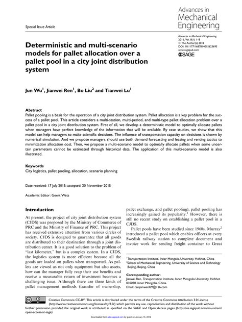 Pdf Deterministic And Multi Scenario Models For Pallet Allocation Over A Pallet Pool In A City