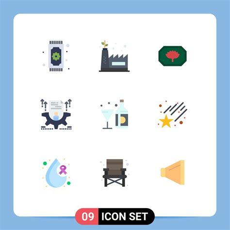 9 User Interface Flat Color Pack Of Modern Signs And Symbols Of Wine Configure Bangladesh Label