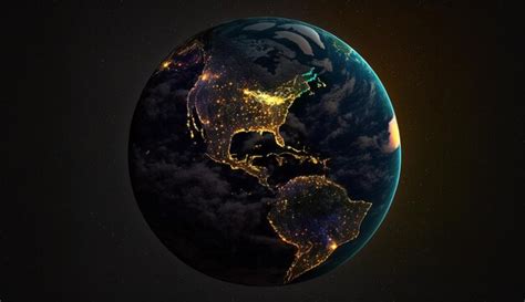 Premium Ai Image Arafed View Of The Earth At Night With Lights Of