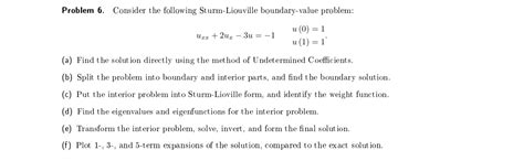 Solved Problem 6 ﻿consider The Following Sturm Liouville
