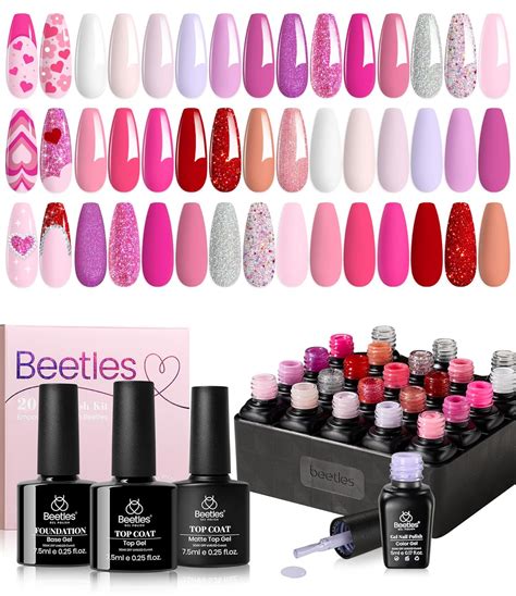Beetles Pink Gel Polish Set 20 Colors Hot Pink Alluring