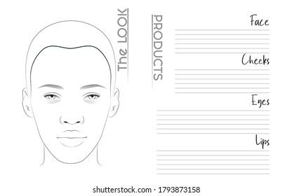 Makeup Artist Face Chart Blank Template Stock Vector Royalty Free