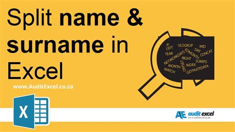 split name and surname in excel formula youtube