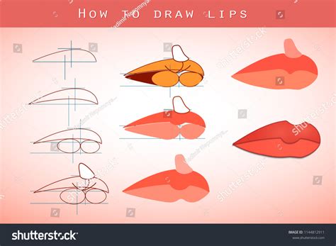 How Draw Lips Pink Lips Education Stock Vector Royalty Free