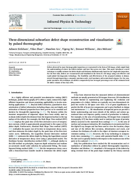 Pdf Three Dimensional Subsurface Defect Shape Reconstruction And Visualisation By Pulsed