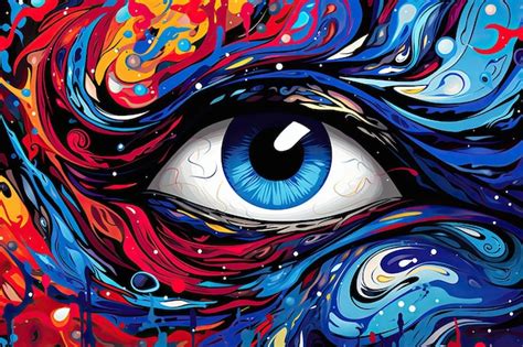 Premium Ai Image Distorted Eye Pattern With Big Blue Eye On