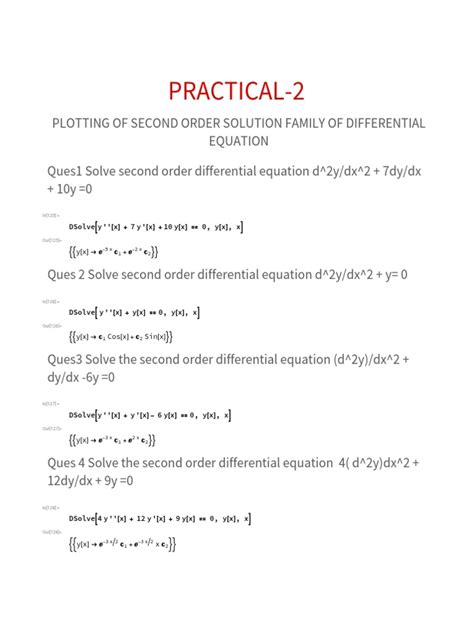 Practical 2 Download Free Pdf Equations Differential Equations