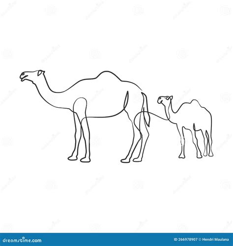 camel continuous one line art drawing stock vector illustration of