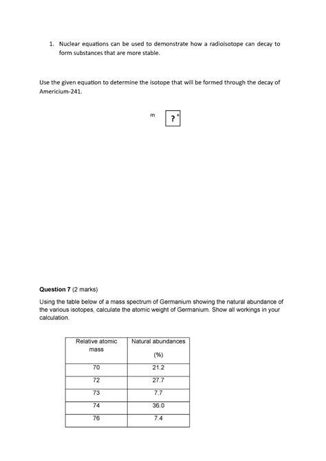 Isotope Exam Nuclear Equations Can Be Used To Demonstrate How A Radioisotope Can Decay To
