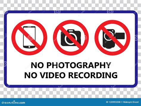 No Photography And No Video Recording Signboard Stock Illustration