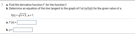 Solved A Find The Derivative Function F For The Function Chegg