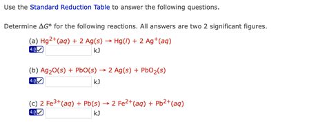 Solved Ise The Standard Reduction Table To Answer The