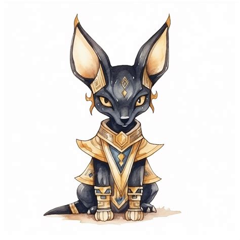Premium Photo Watercolor Painting Of Chibi Anubis