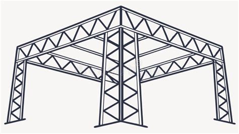Steel Truss Structure Outline Vector Architecture Frame Vector Design