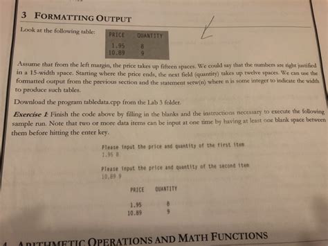 Solved FORMATTING OUTPUT Look At The Following Table Chegg Com