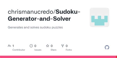 Github Chrismanucredo Sudoku Generator And Solver Generates And Solves Sudoku Puzzles