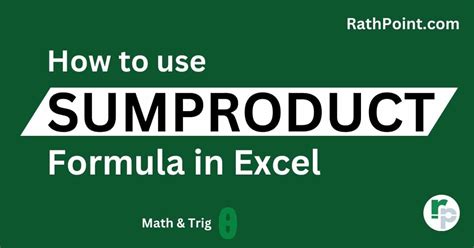How To Use Sumproduct Formula In Excel
