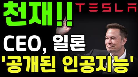 💎테슬라💎 Tesla 이 시대의 천재 Ceo 일론 머스크가 세상에 공개한 신개념 인공지능 Youtube