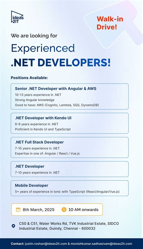 Hiring Hiringnow Dotnetdevelopers Walkindrive Chennaijobs Ideas2it Ideas2it Technologies