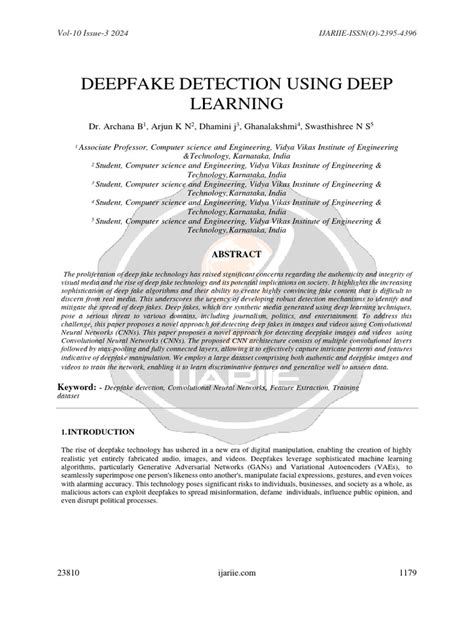 Deep Fake Detection Using Deep Learning Ijariie23810 Pdf Artificial