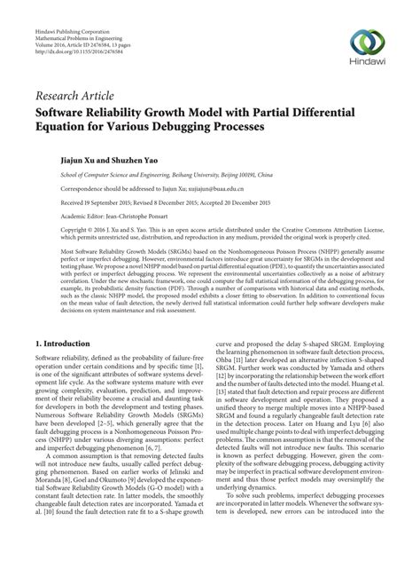 Pdf Software Reliability Growth Model With Partial Differential