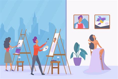 Naked Model Posing For Male And Female Artists Vector Image