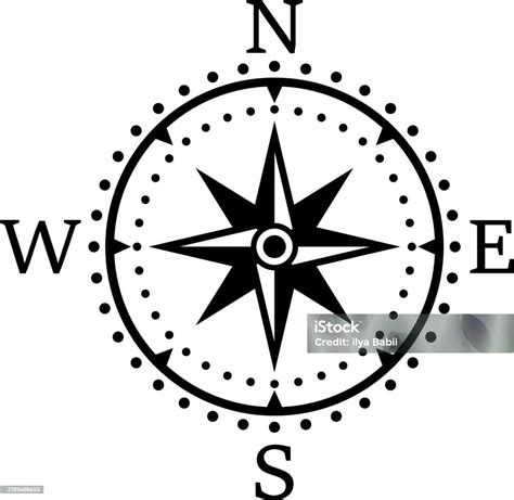Compass Icon Setblack Wind Rose Symbols Vector Stock Illustration