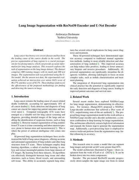 Pdf Lung Image Segmentation With Resnet50 Encoder And U Net Decoder