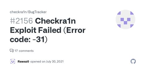 Checkra1n Exploit Failed Error Code 31 · Issue 2156 · Checkra1n