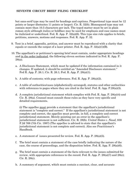 Brief Filing Checklist In The 7th Circuit Pdf Law