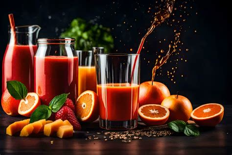 Fresh Juice With Orange Strawberries And Other Fruits Ai Generated