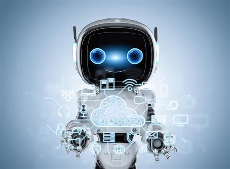 Premium Photo Cloud Computing Technology With Small Robot Assistant