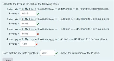 solved calculate the p value for each of the following