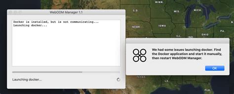 macos webodm manager won t talk to docker webodm opendronemap