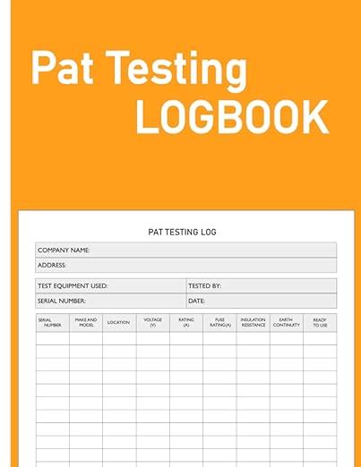Pat Testing Log Book Portable Appliance Testing Handbook For Manual PAT Testers Amazon Co Uk