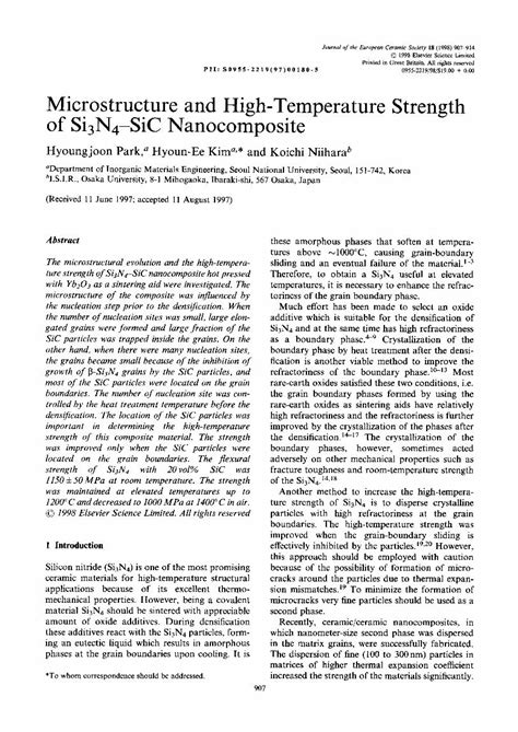 Pdf Microstructure And High Temperature Strength Of Si3n4 Sic Nanocomposite Dokumen Tips