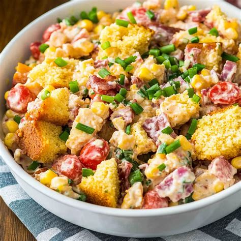 Southern Cornbread Salad Recipe Easy Layered Side Dish Savoury Flavor