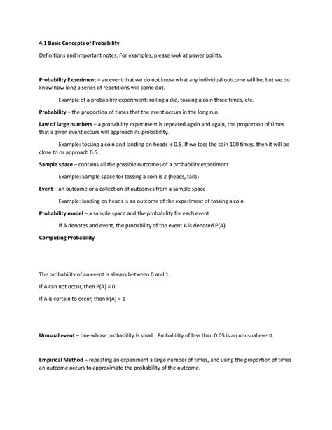 41 Basic Concept Of Prob Mm Notes 1 4 Basic Concepts Of Probability