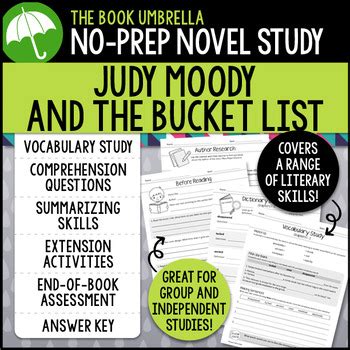 Judy Moody And The Bucket List Novel Study By Thebookumbrella Tpt