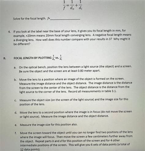 Solved Purpose To Determine The Focal Length Of A Thin